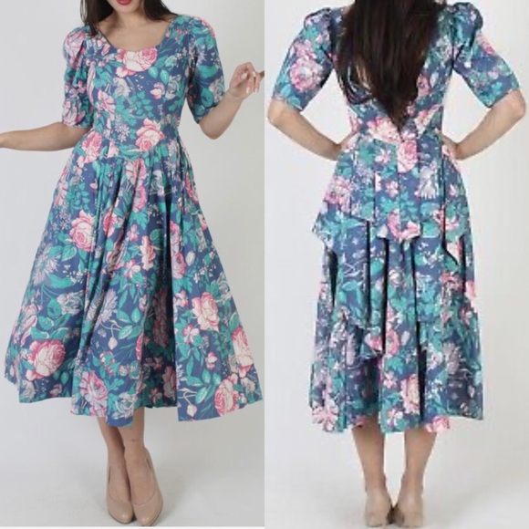 Laura Ashley | Dresses | Vtg 8s Laura Ashley All Over Print Bird Nature ...